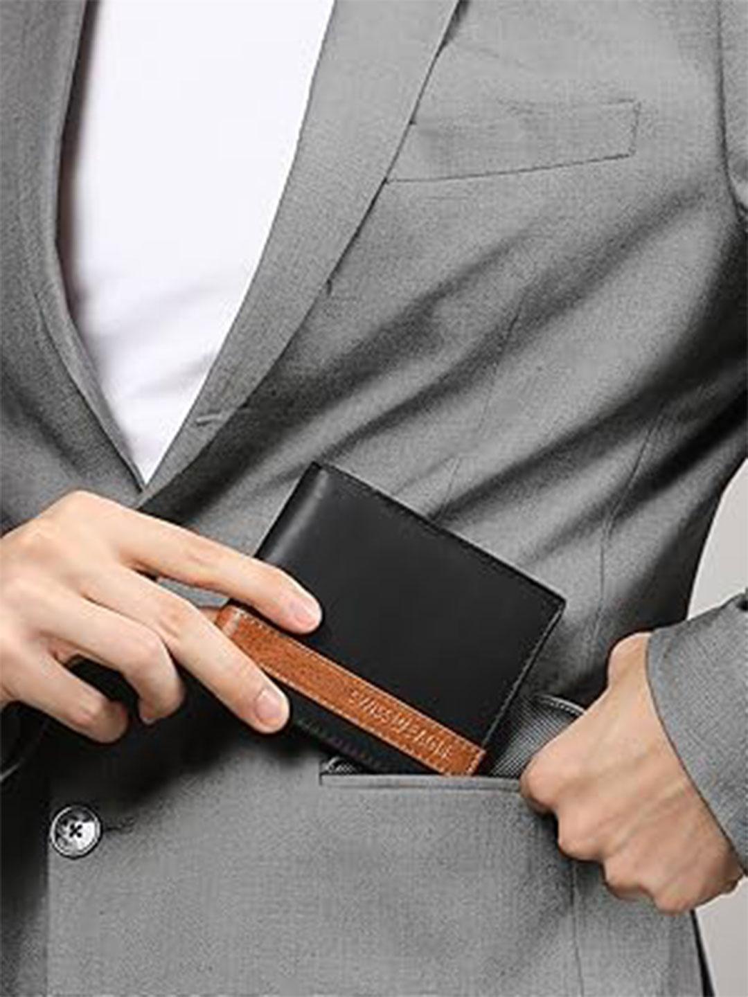 Buy Swiss Eagle Men RFID Secure Genuine Italian Leather Two Fold Wallet ...