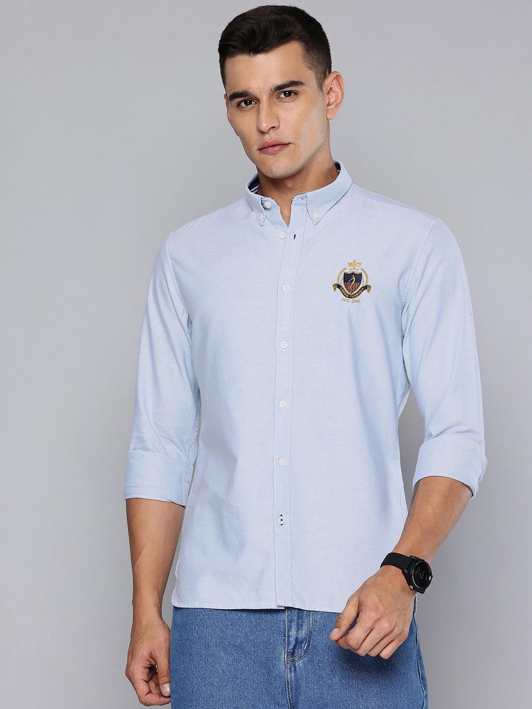 Buy Indian Terrain Pure Cotton Chiseled Brand Logo Embroidered Casual ...