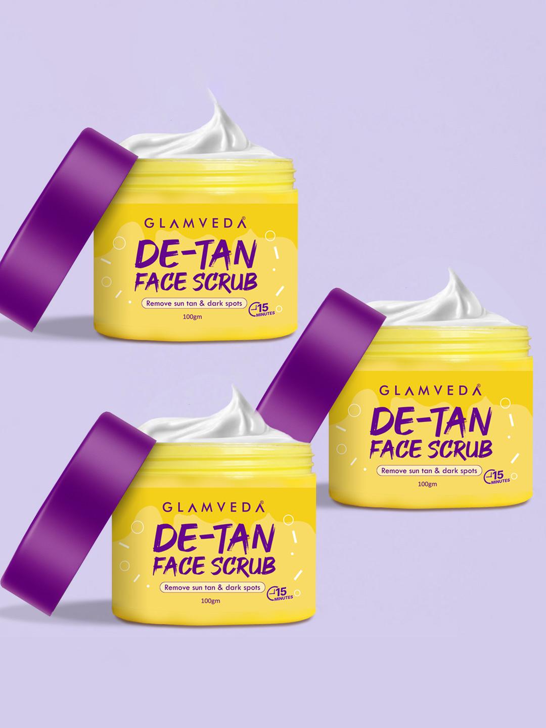 Buy GLAMVEDA Set Of 3 De Tan Face Scrub For Pigmentation 100 G Each ...