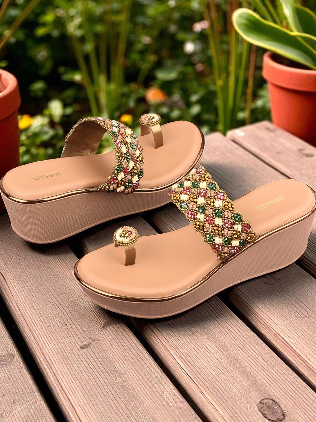 Buy Anouk Women Embellished Round Toe Ethnic Embellished Sandals ...