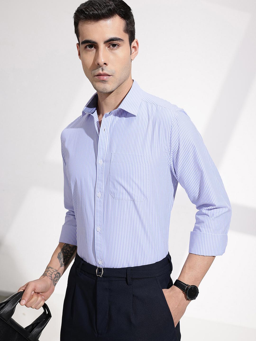 Buy INVICTUS Men Premium Slim Fit Striped Formal Shirt - Shirts for Men ...