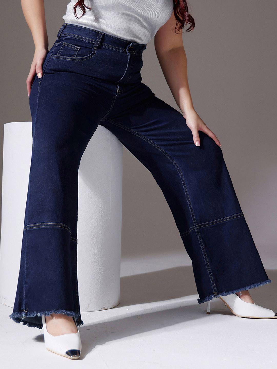 Buy Miss Chase A+ Plus Size Women Wide Leg High Rise Stretchable Jeans ...