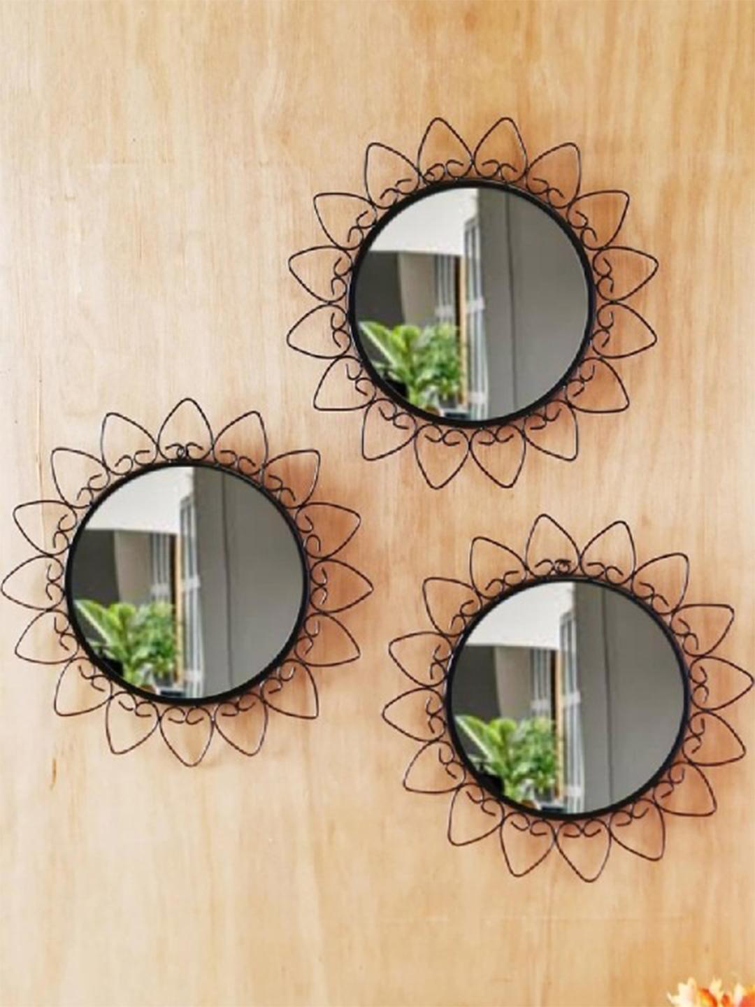 Buy Urban Hamlet Set Of 3 Black Iron Decorative Wall Mirror - Mirrors ...