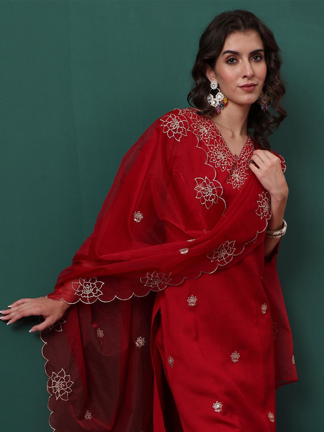 Buy Royal Export Women Ethnic Motifs Embroidered Kurta With Churidar ...