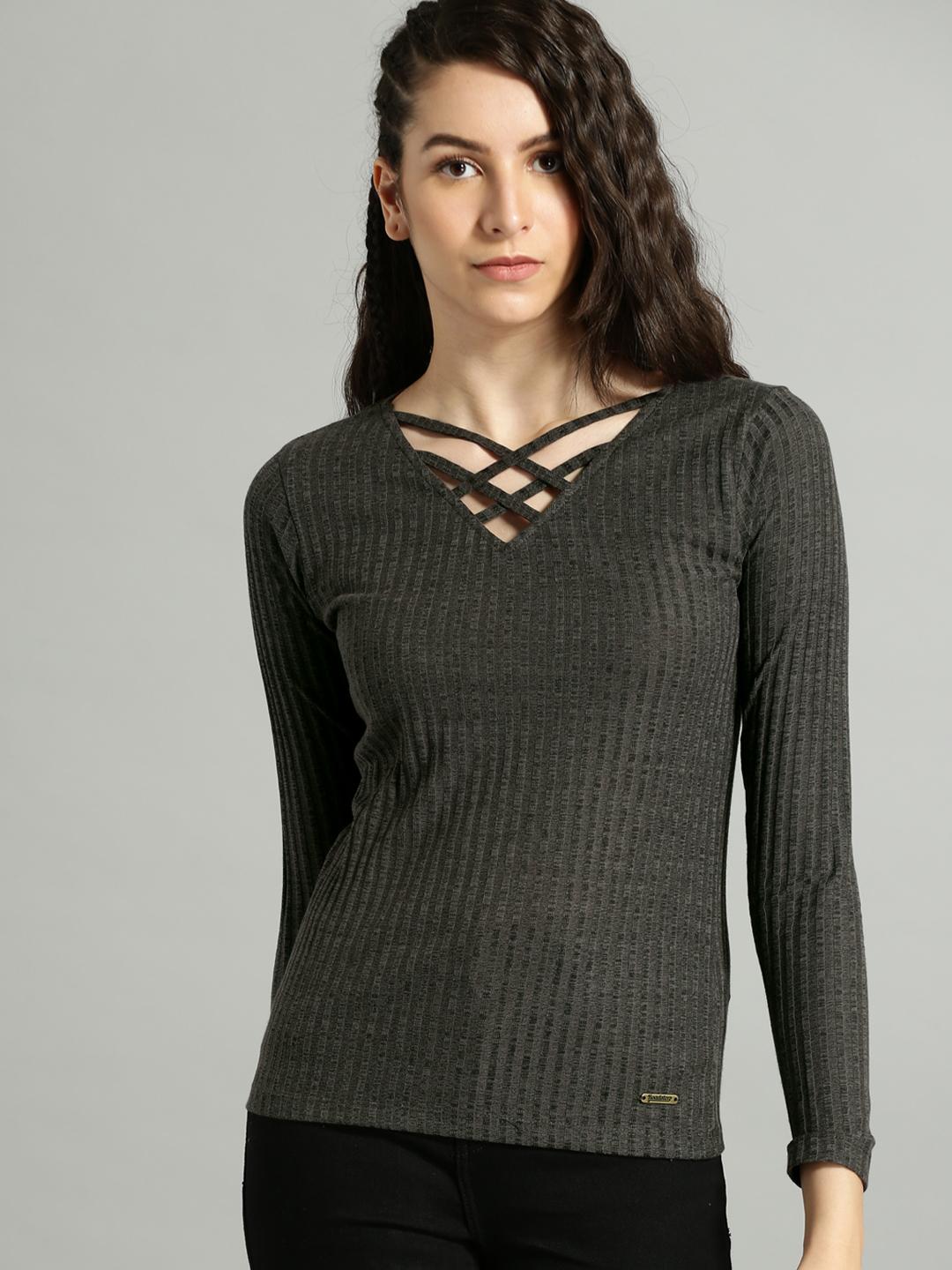 Buy Roadster Women Grey Top - Tops for Women 4317333 | Myntra
