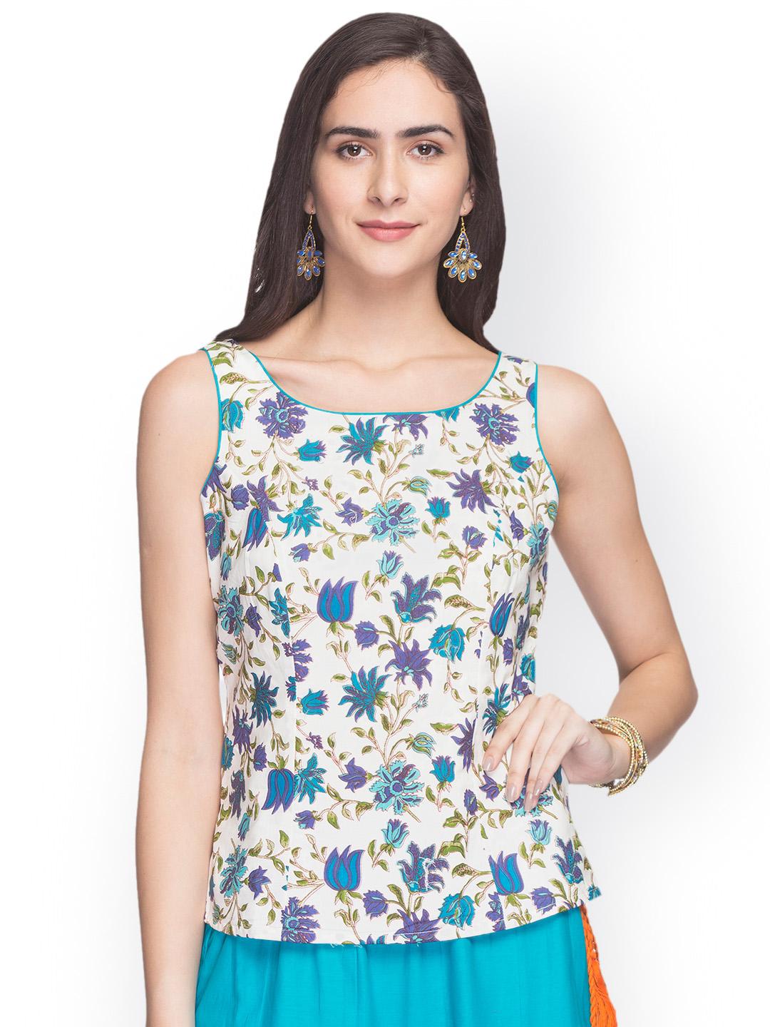 Buy Globus Women Off White Printed Pure Cotton Top - Tops for Women ...