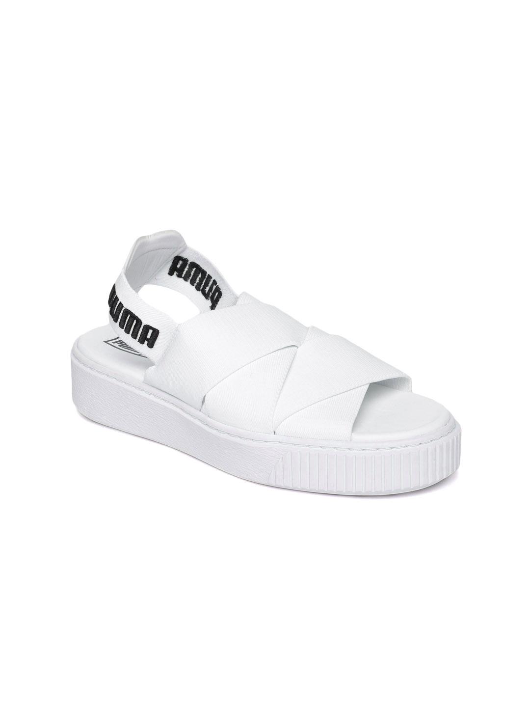 Buy Puma White Platform Sandals - Heels for Women 4426111 | Myntra