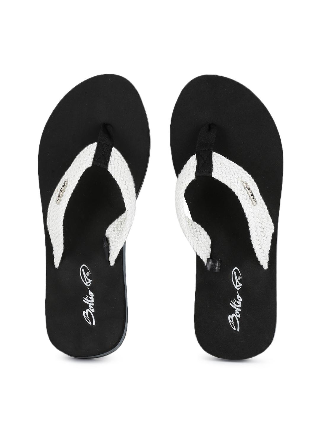 Buy Boltio Women White & Black Flip Flops - Flip Flops for Women 533922 ...