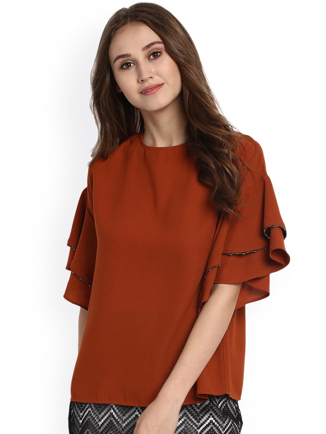 Buy Kazo Women Rust Red Solid Top - Tops for Women 5657972 | Myntra