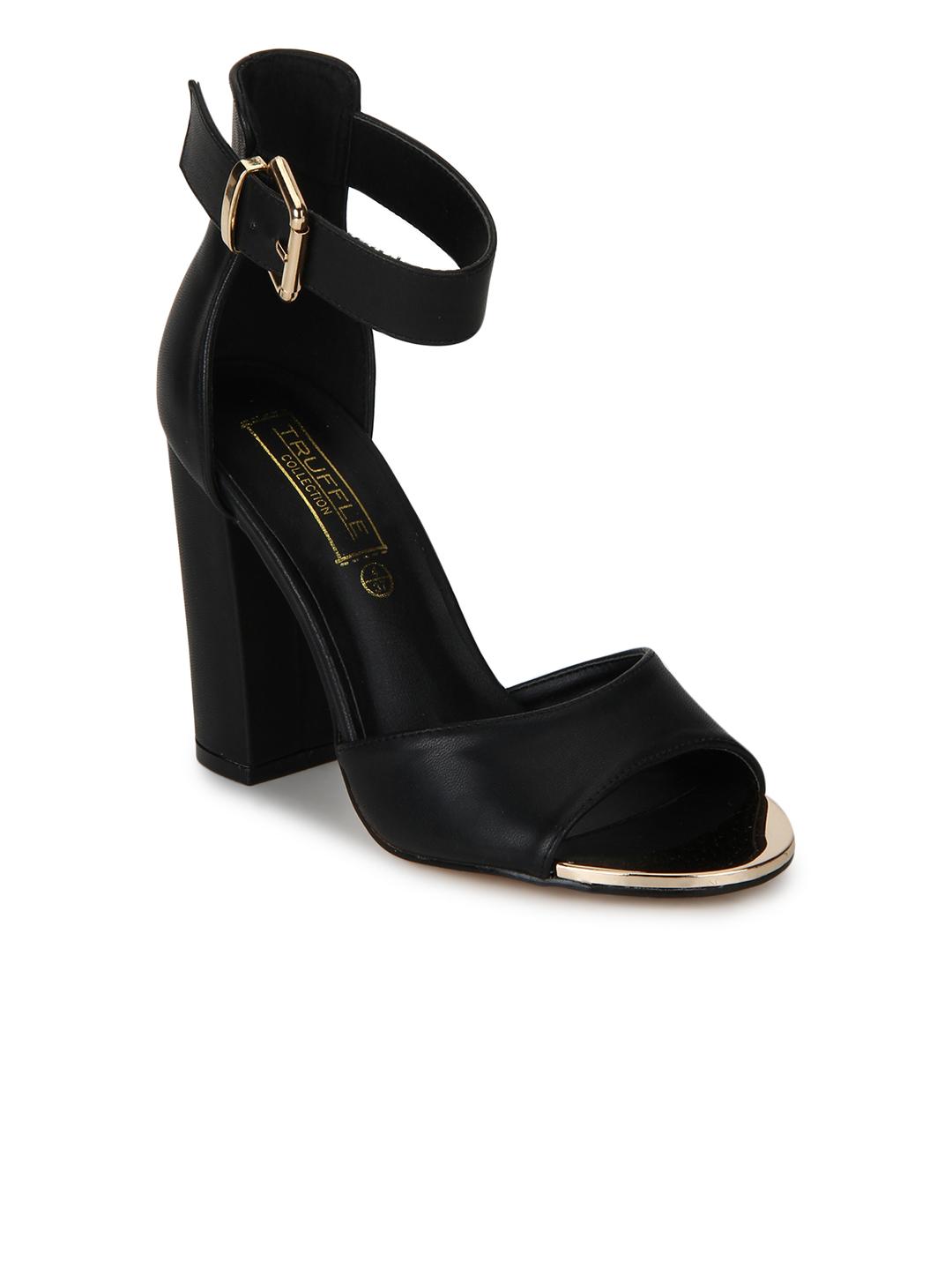 Buy Truffle Collection Women Black Solid Heels - Heels for Women ...