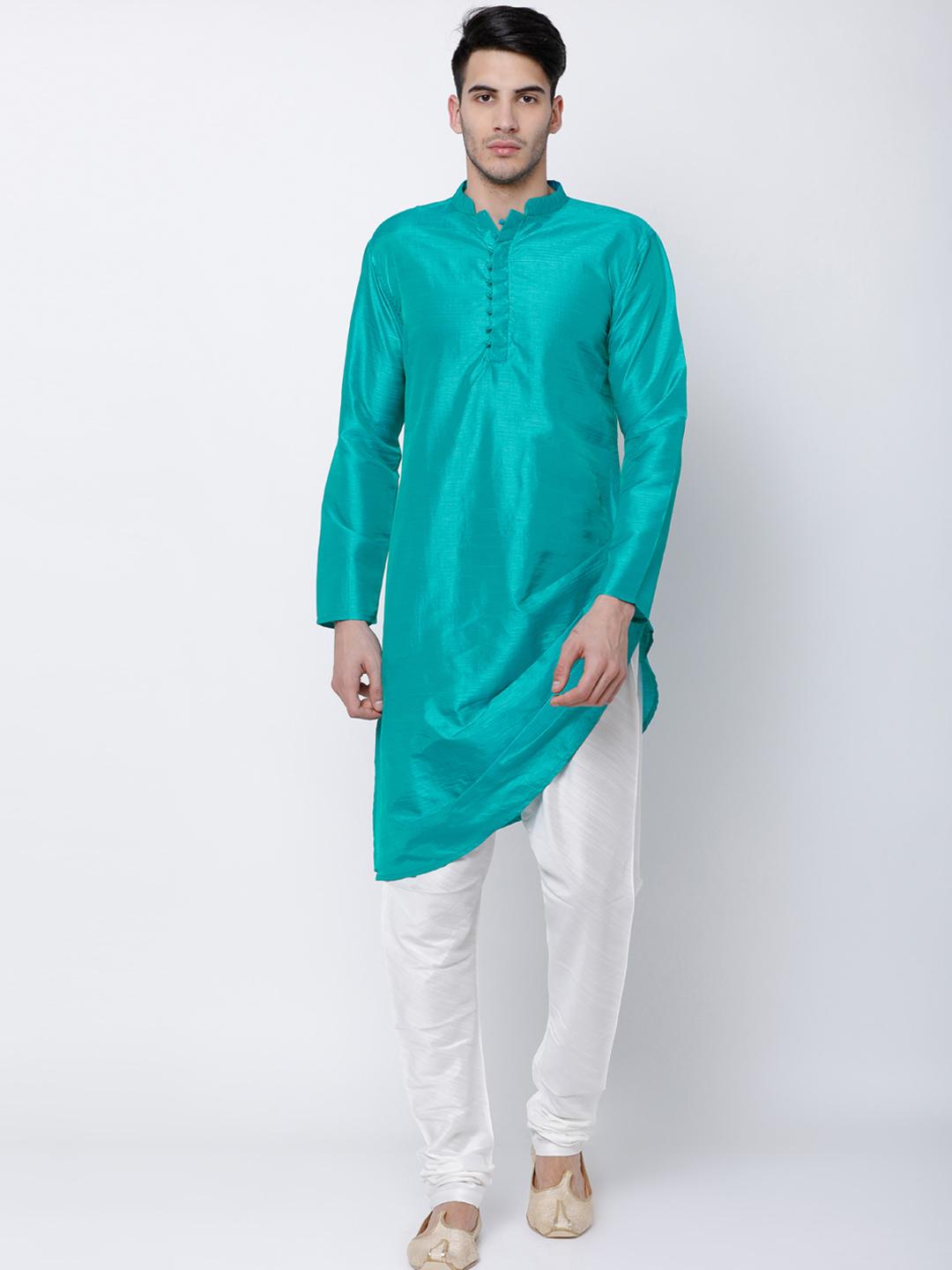 Buy Svanik Men Blue Solid Straight Kurta - Kurtas for Men 6154032 | Myntra