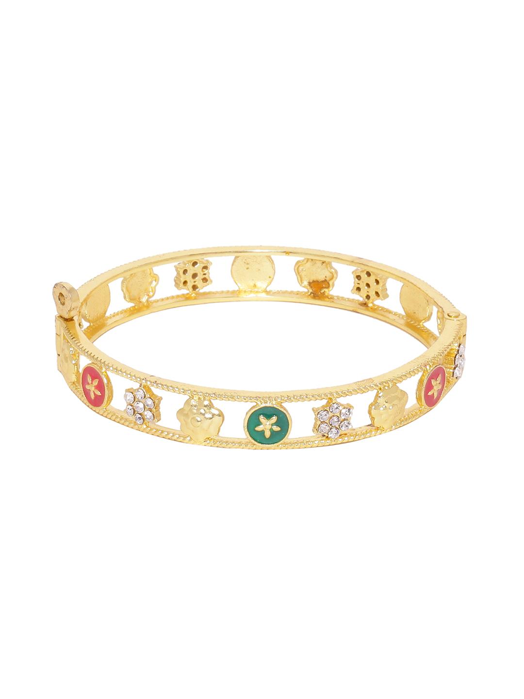 Buy Voylla Brass Gold Plated Handcrafted Cuff Bangle - Bangle for Women ...