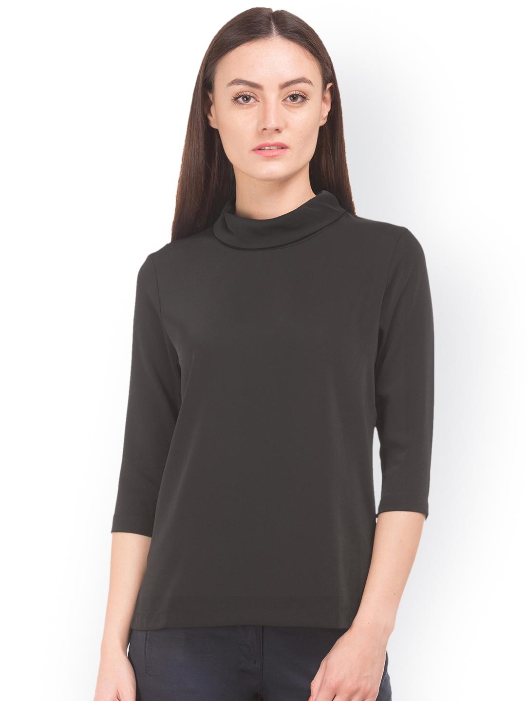 Buy Arrow Woman Black Solid Top - Tops for Women 6582663 | Myntra