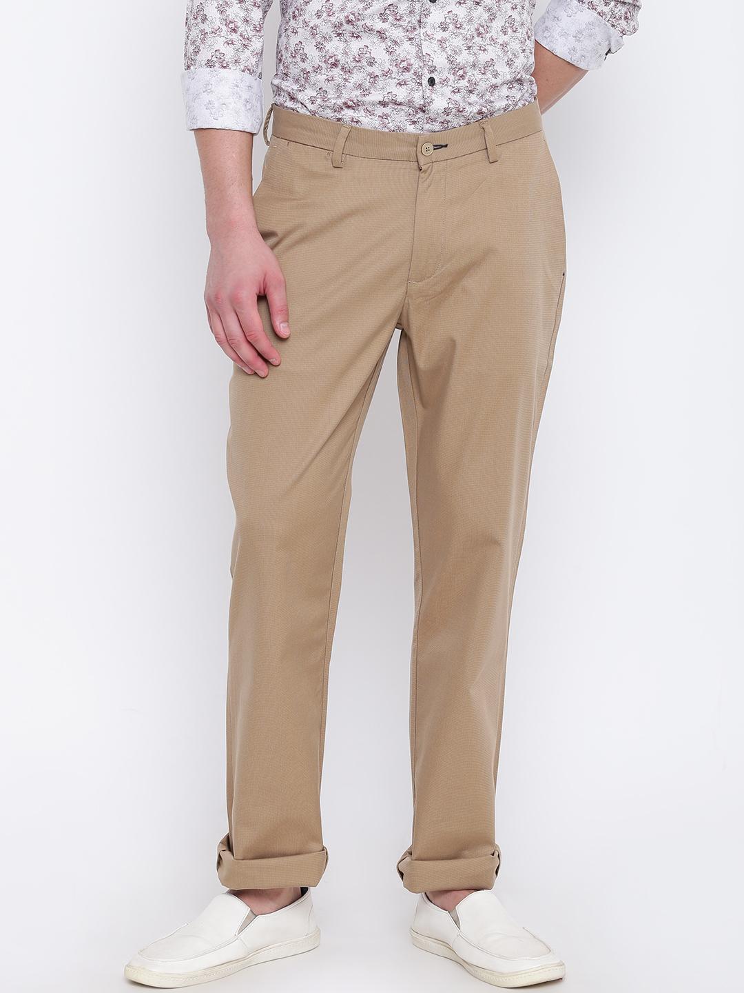 Buy Blackberrys Men Beige Solid Regular Trousers - Trousers for Men ...