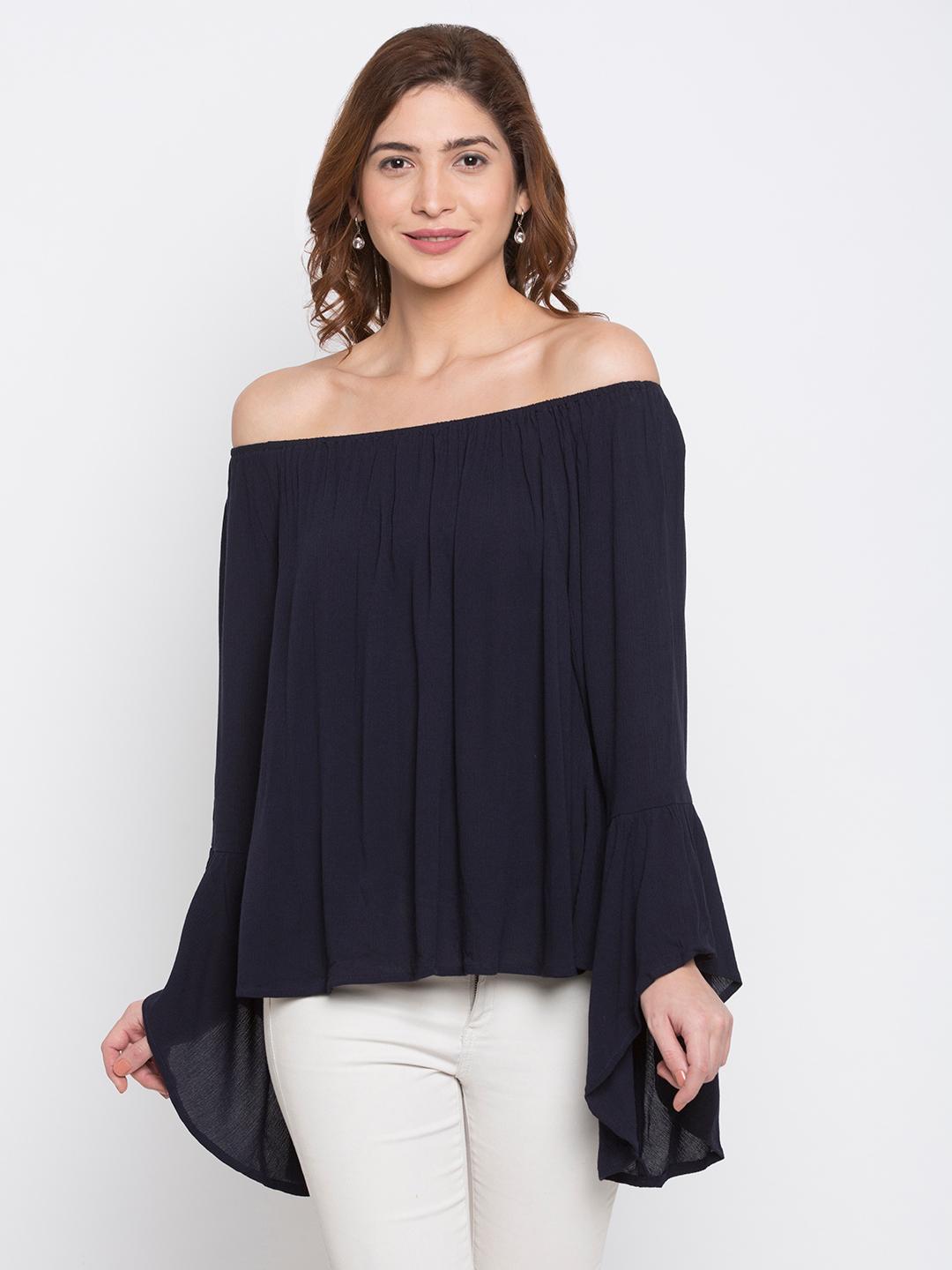 Buy Globus Women Navy Blue Solid Top - Tops for Women 6711900 | Myntra