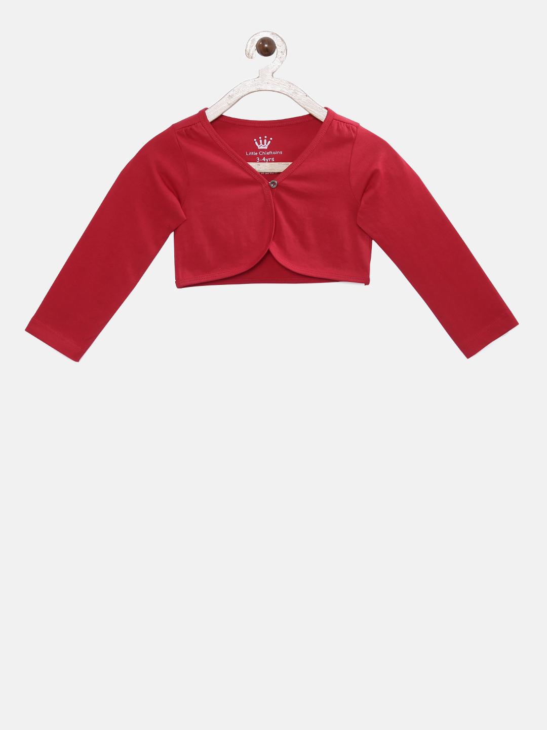 Buy Little Chieftains Red Solid Shrug - Shrug for Girls 6774744 | Myntra