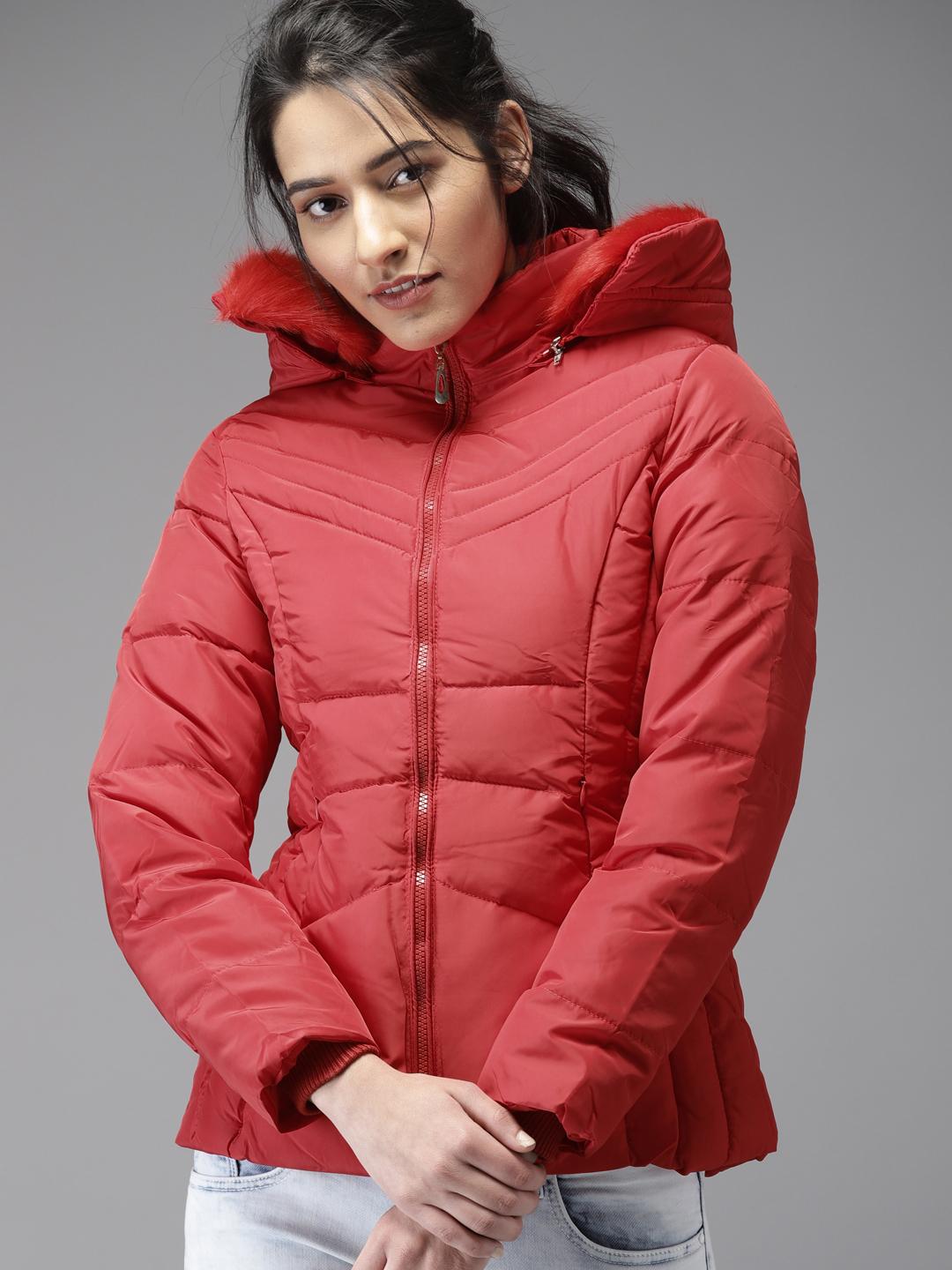 Buy Moda Rapido Women Red Solid Padded Jacket - Jackets for Women ...