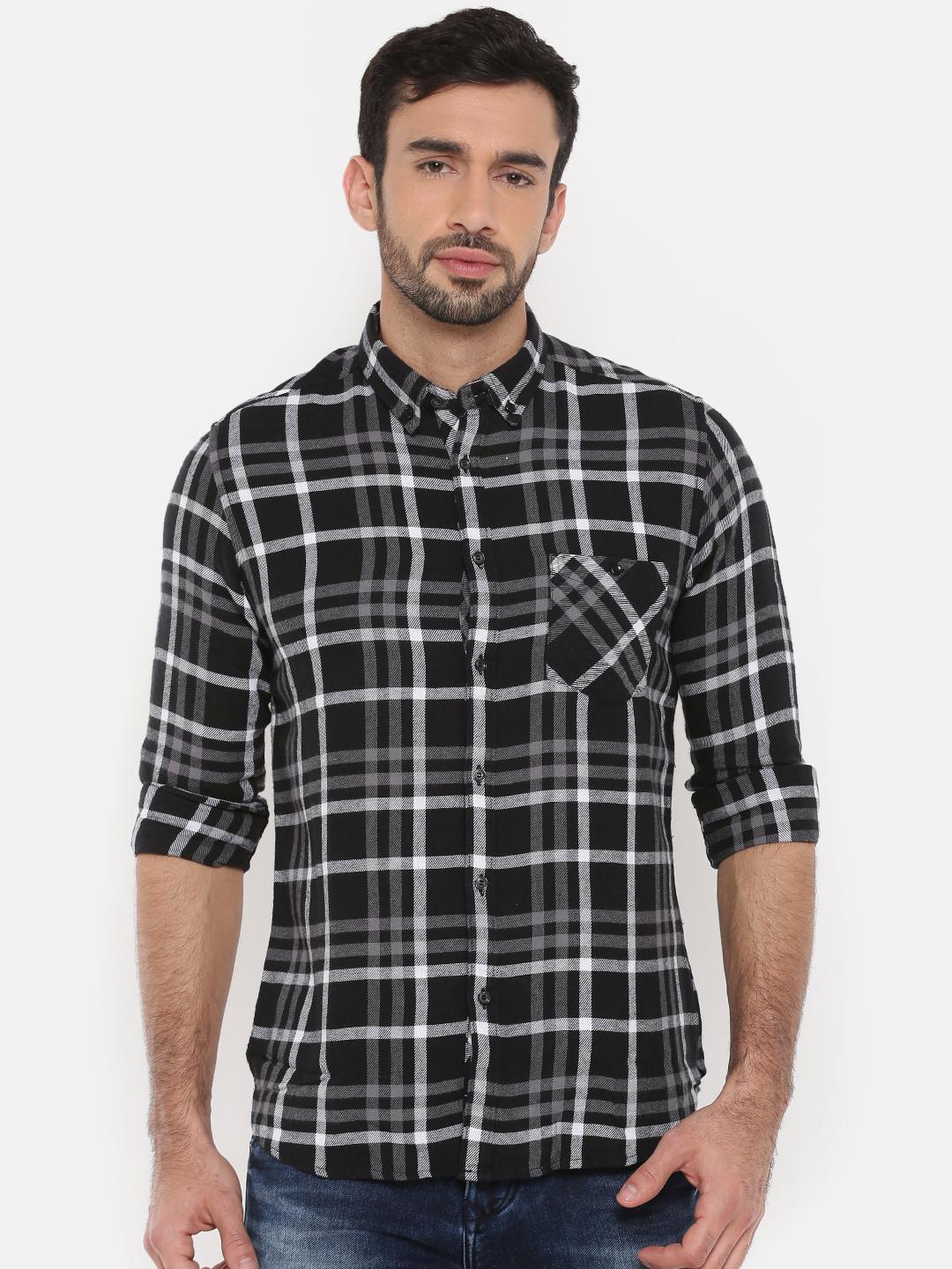 Buy Killer Men Black & White Slender Fit Checked Casual Shirt - Shirts ...