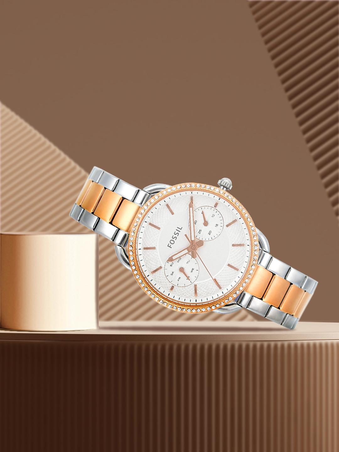 Buy Fossil Women White & Silver Toned Analogue Watch ES4396 - Watches ...