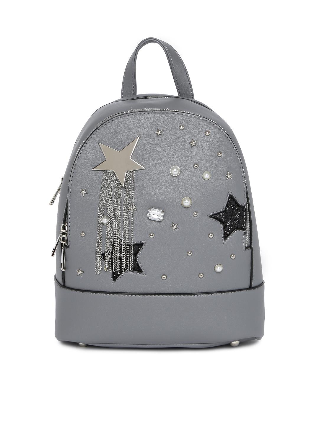 Buy Ginger By Lifestyle Women Grey Embellished Backpack - Backpacks for ...