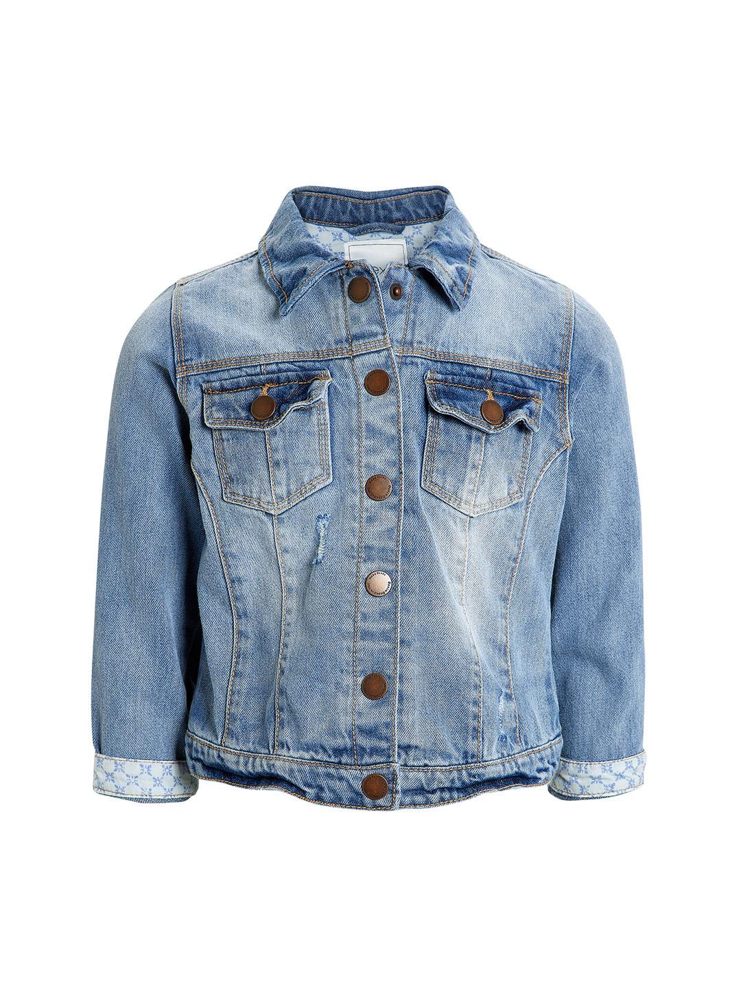Buy NEXT Girls Pure Cotton Washed Effect Light Fade Denim Jacket ...