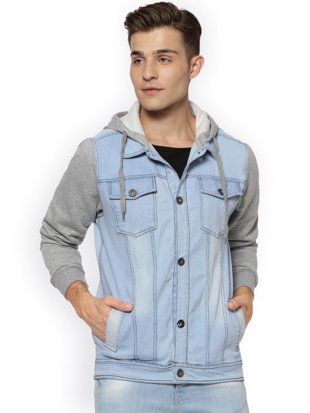 Buy Campus Sutra Men Blue Faded Denim Jacket - Jackets for Men 6996777 ...