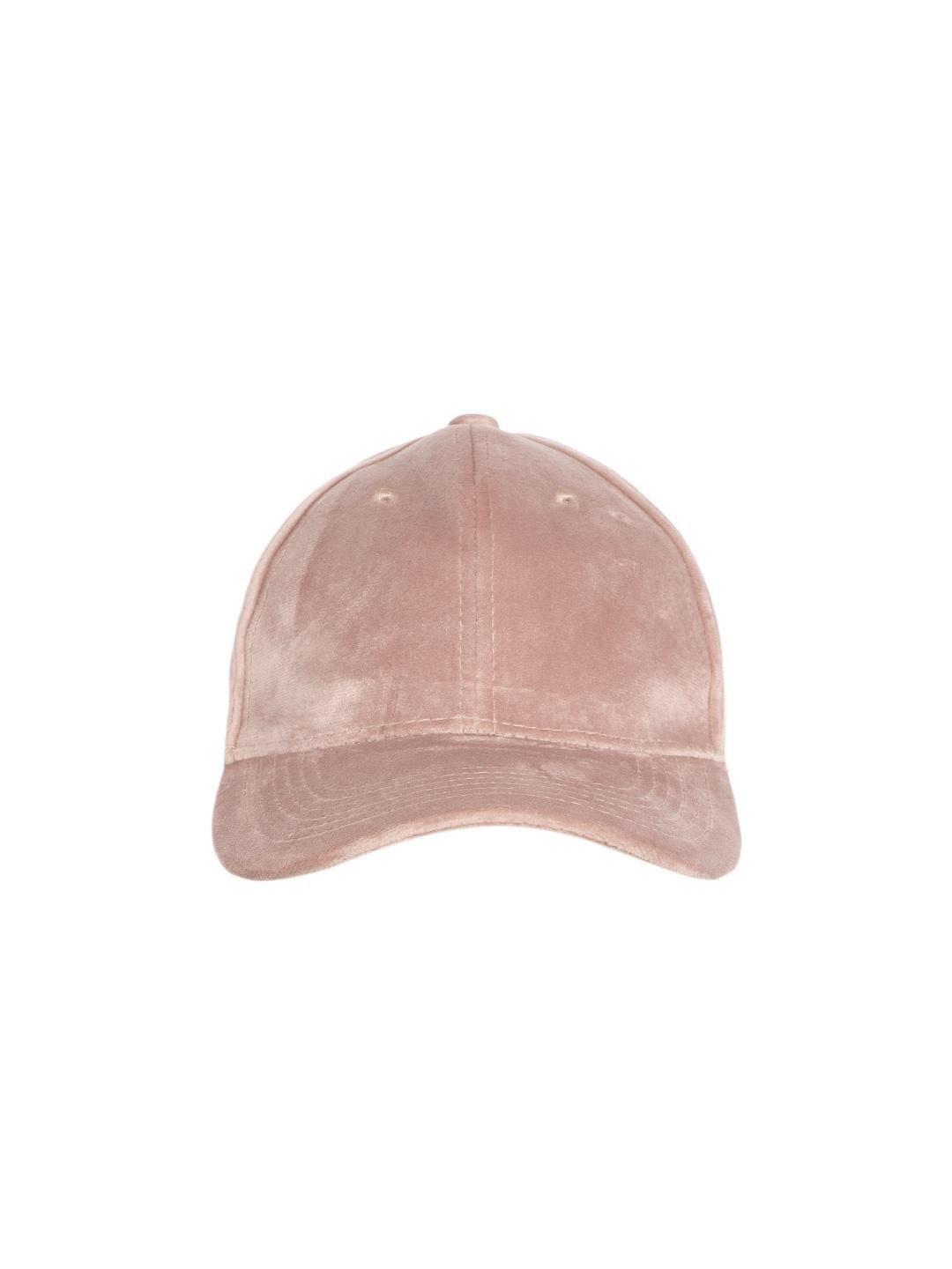 Buy Blueberry Women Dusty Pink Solid Baseball Cap With Velvet Finish ...