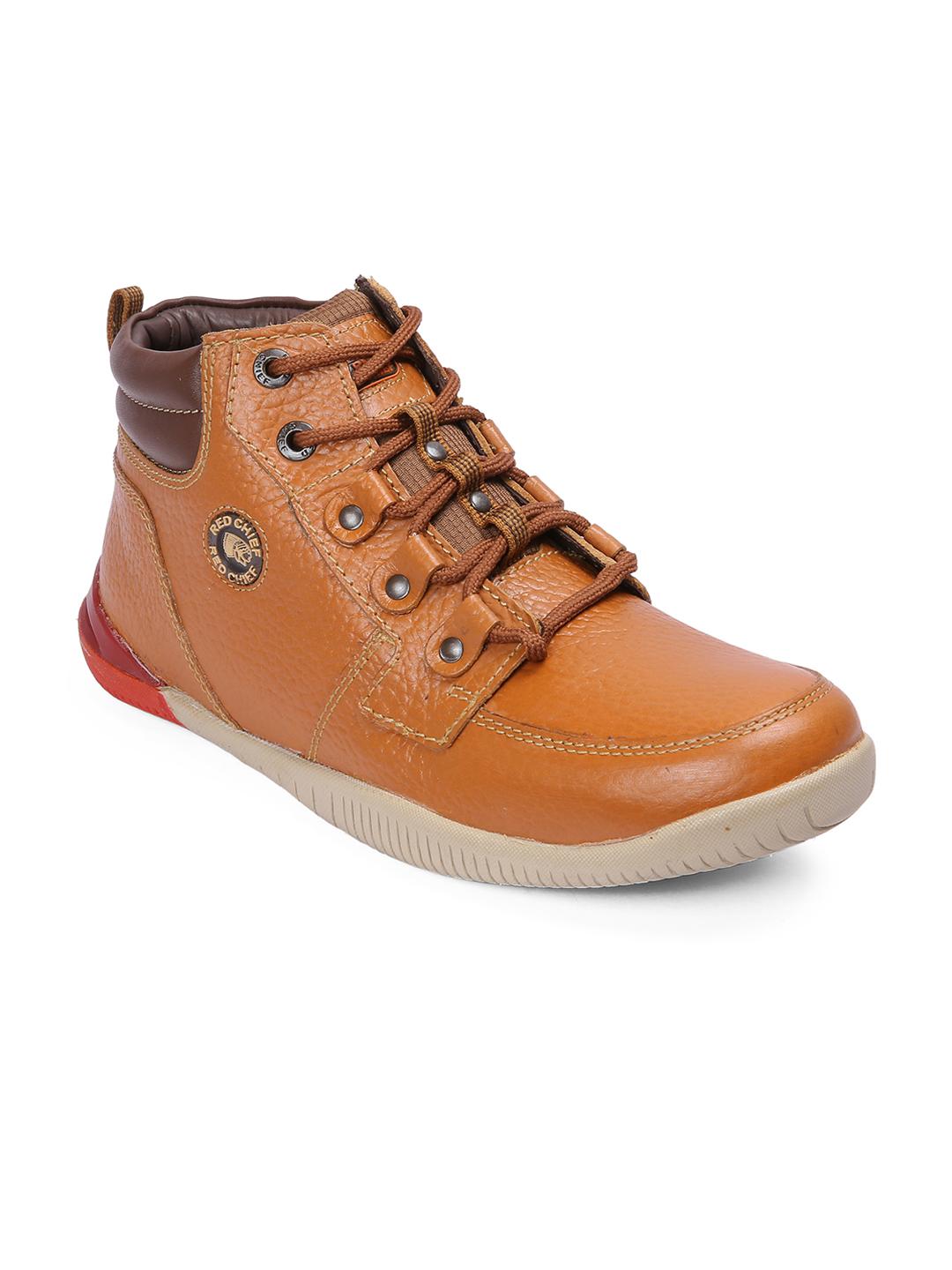 Buy Red Chief Men Tan Solid Leather Mid Top Sneakers - Casual Shoes for ...