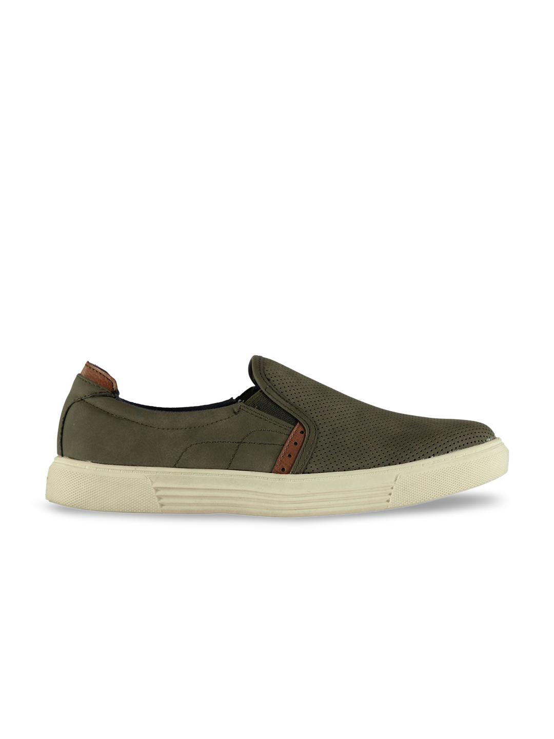 Buy Soviet Men Olive Green Slip On Sneakers - Casual Shoes for Men ...