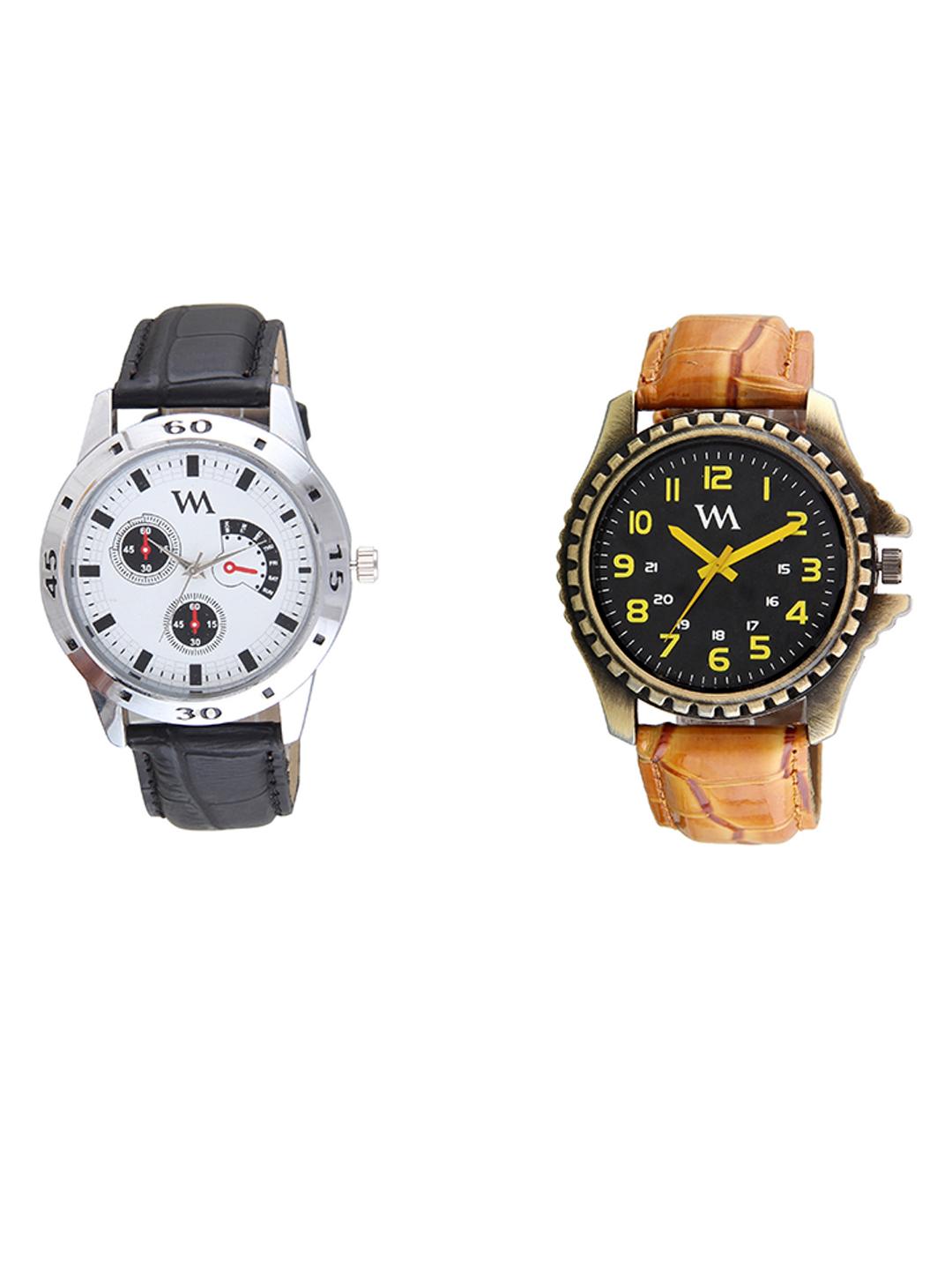 Buy WM Men Set Of 2 White Analogue Watches JG AWC 013 014 - Watches for ...