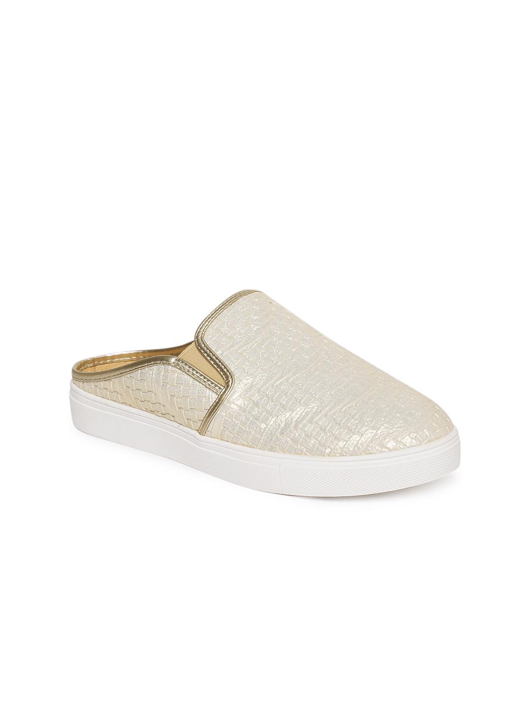Buy Addons Women Gold Toned Textured Slip On Sneakers - Casual Shoes ...
