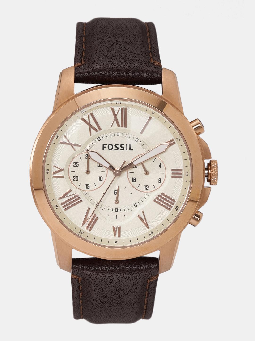 Buy Fossil Men Cream Coloured Analogue Watch FS4991 - Watches for Men ...
