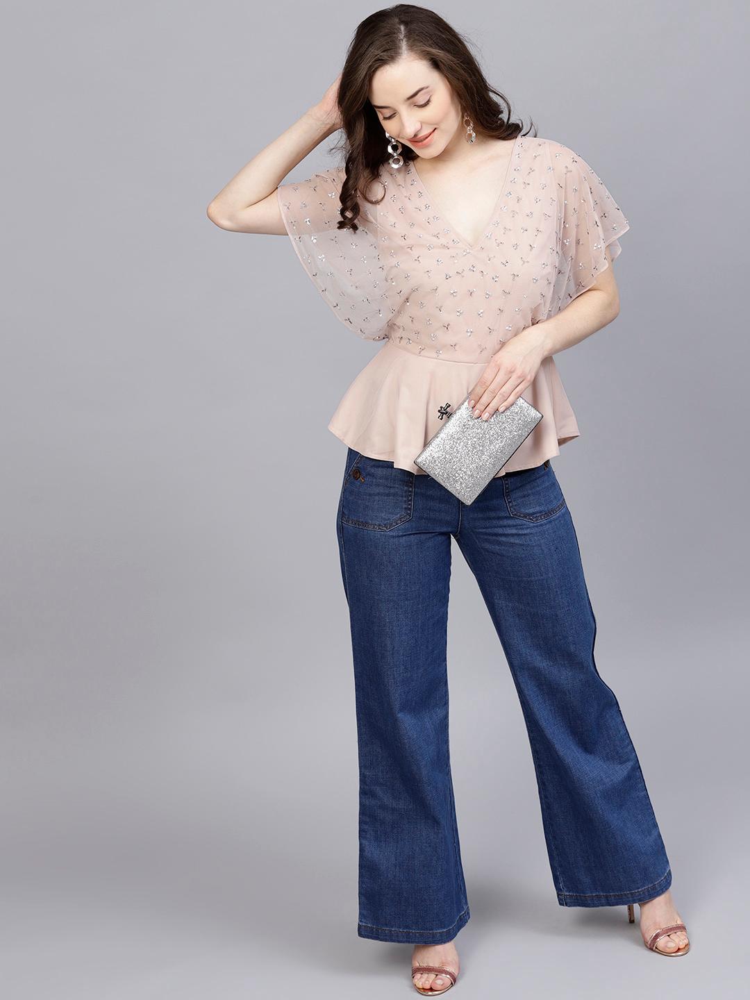 Buy STREET 9 Dusty Rose Embellished Peplum Top - Tops for Women 7287261 ...