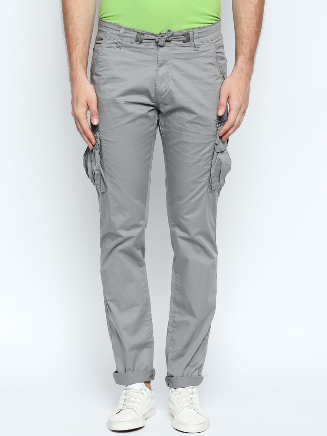 Buy Beevee Men Grey Regular Fit Solid Cargos - Trousers for Men 7326474 ...