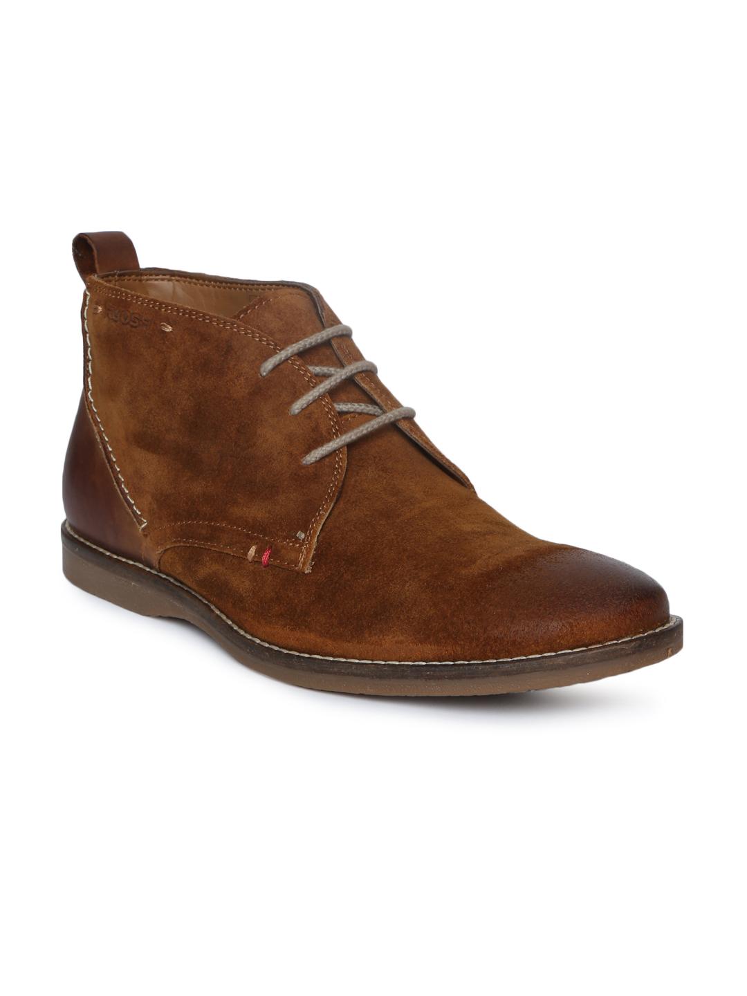 Buy Ruosh Men Tan Brown Suede Flat Boots - Boots for Men 7419586 | Myntra