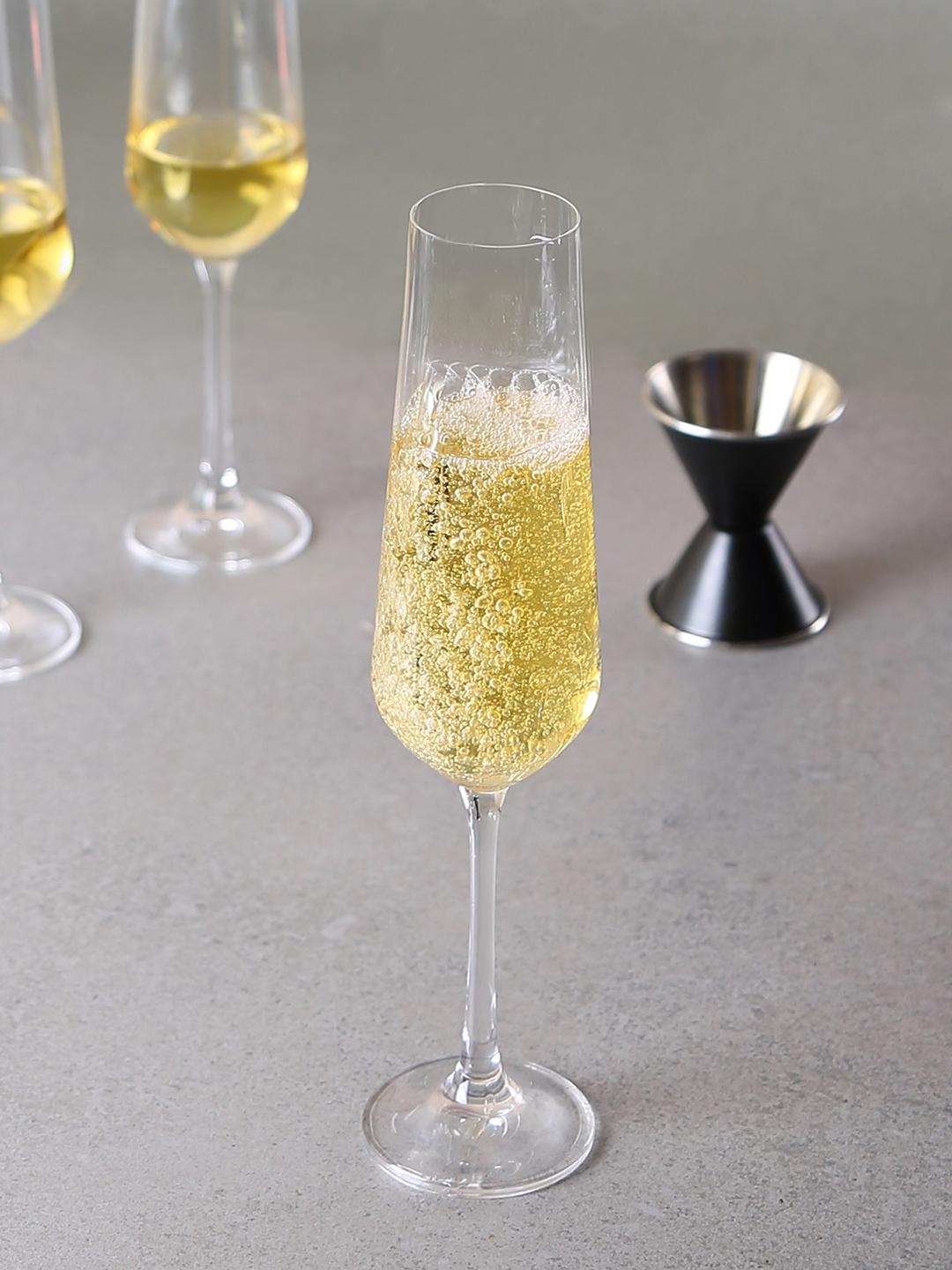 Buy Sandra Crystal Champagne Flute Lead Free 200 Ml Set Of 6 - Bar ...