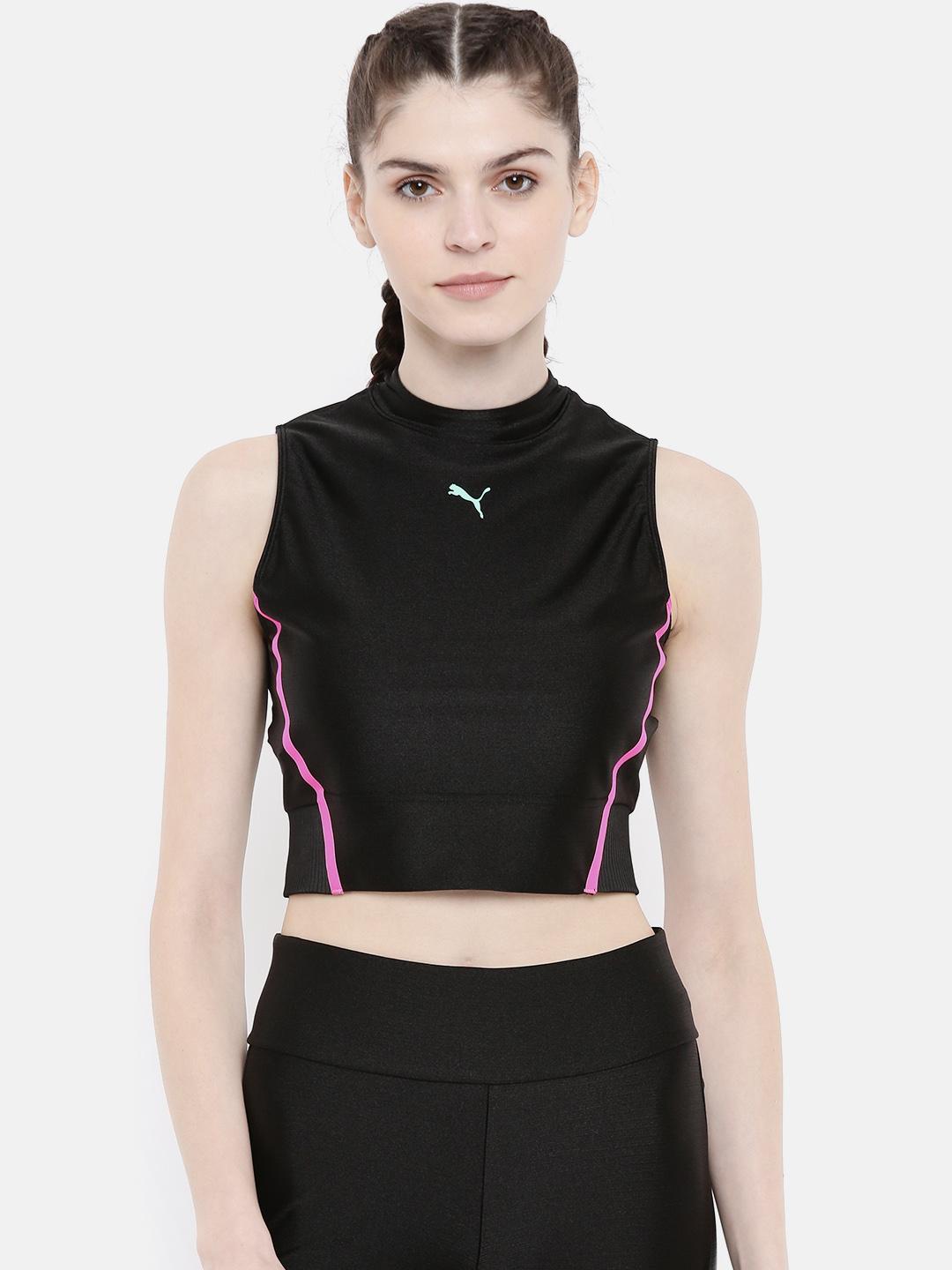 Buy Puma Women Black Chase Top Printed Sports Top - Tops for Women ...