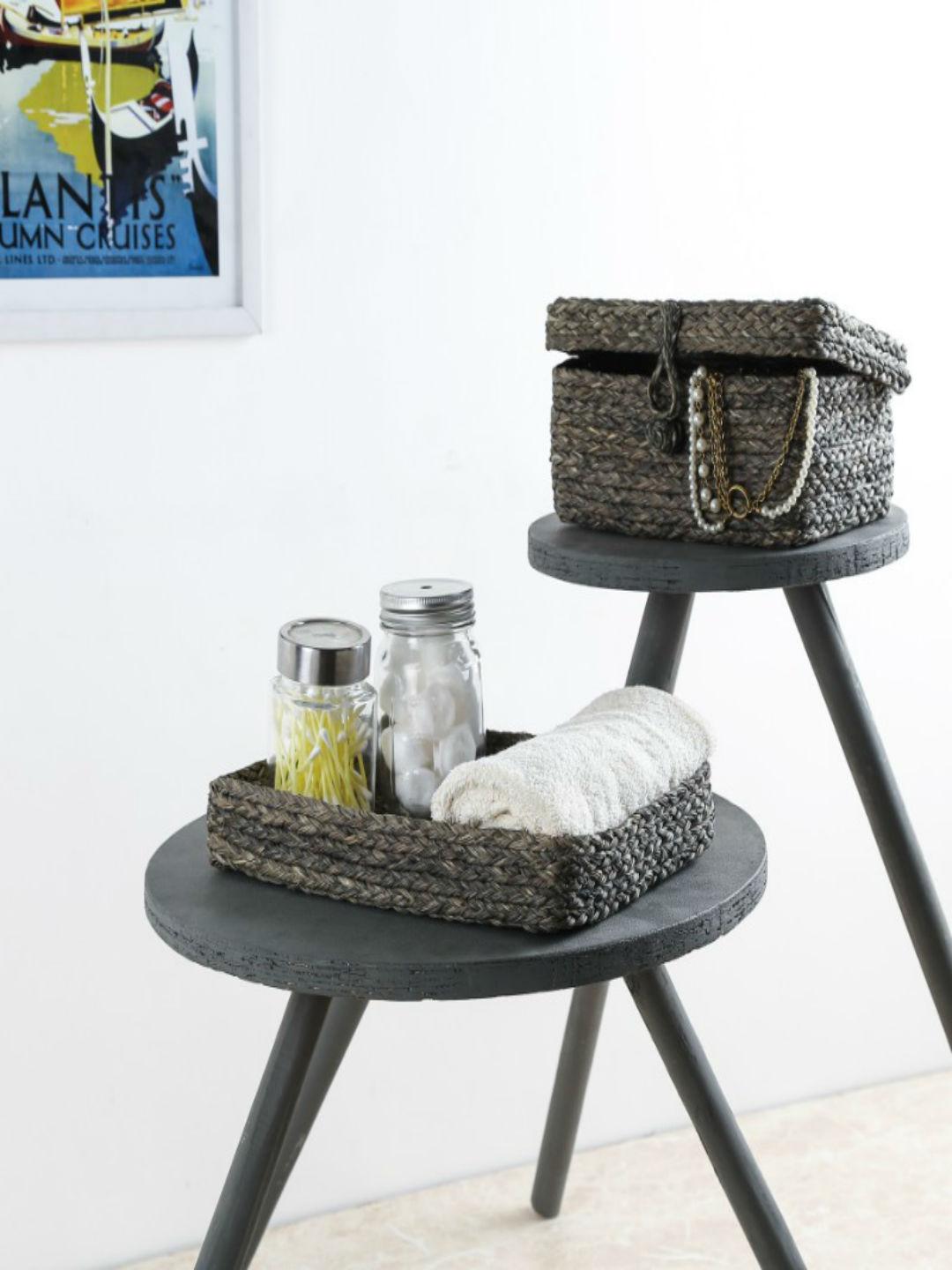 Buy Unravel India Black Sabai Grass Toiletries Box & Tray Set ...