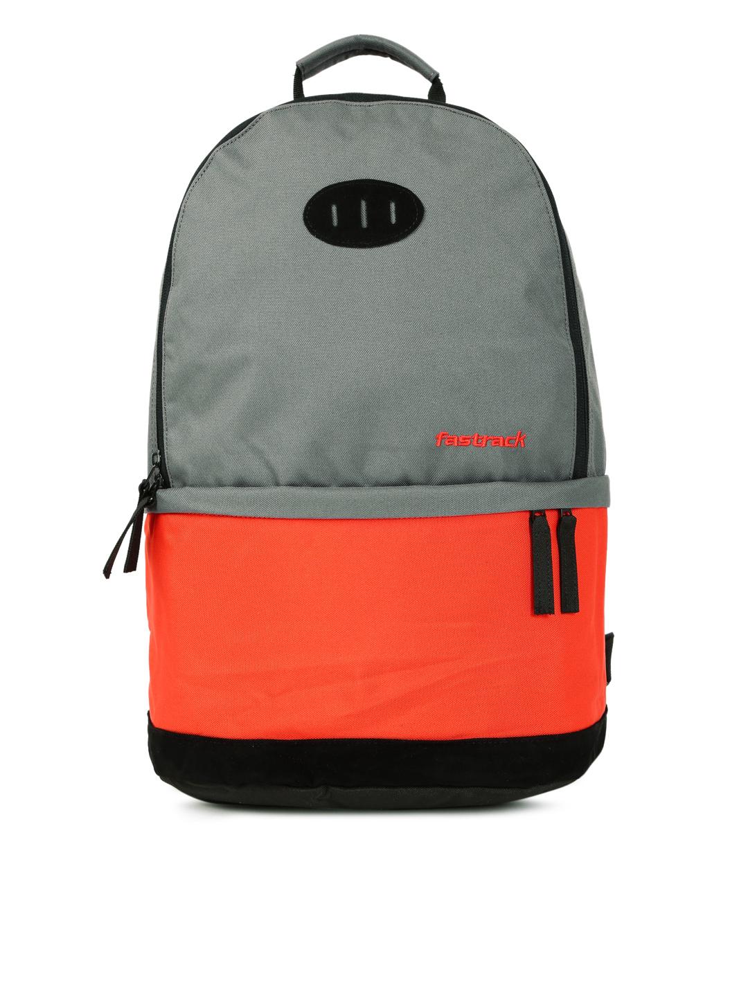 Buy Fastrack Men Grey & Black Colourblocked Backpack - Backpacks for ...