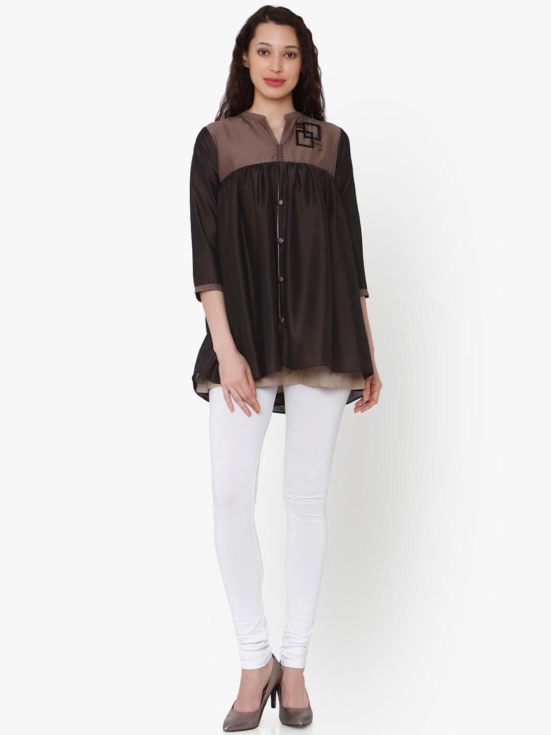 Buy RAISIN Brown Colourblocked Tunic - Tunics for Women 7768935 | Myntra