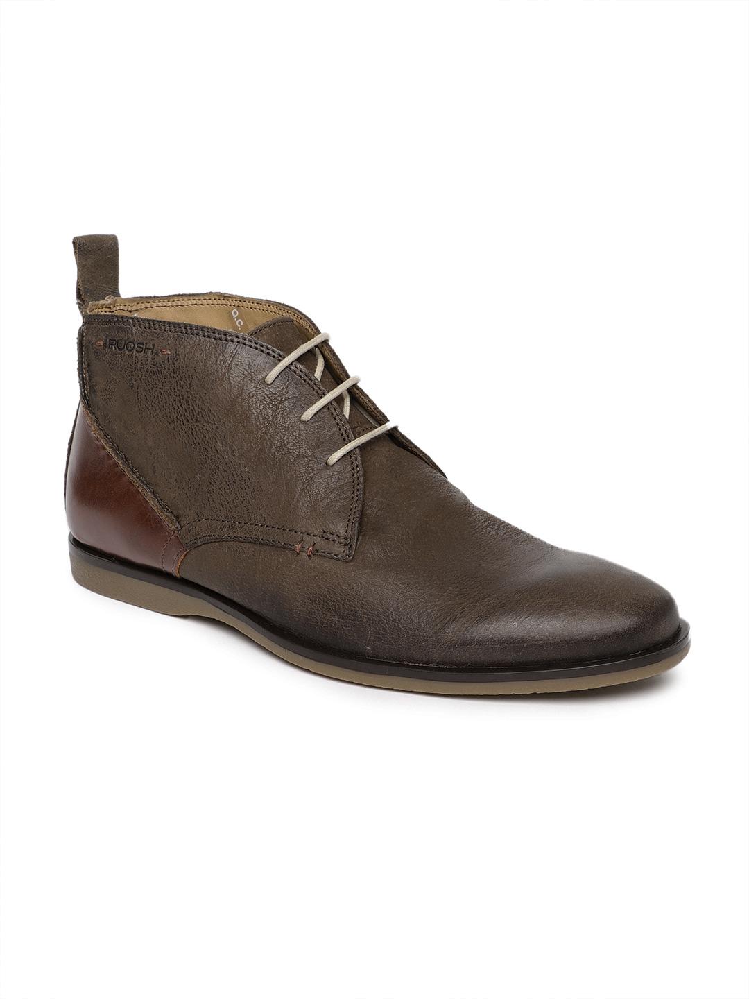 Buy Ruosh Men Brown Solid Genuine Leather Mid Top Desert Boots - Boots ...