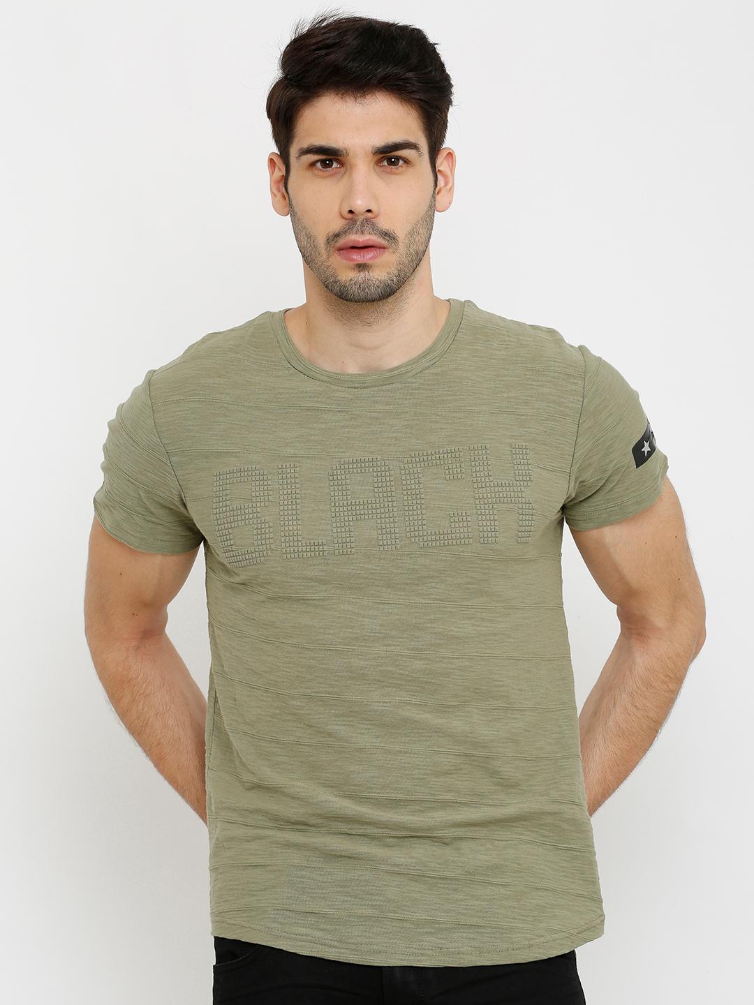 Buy Rex Straut Jeans Men Olive Green Solid Round Neck T Shirt - Tshirts ...