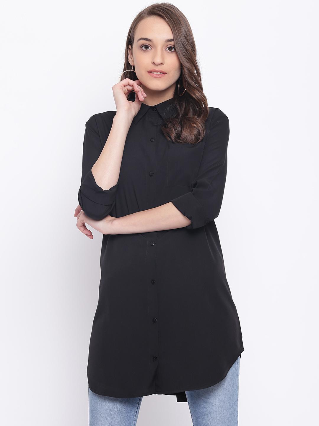 Buy The Gud Look Women Black Regular Fit Solid Casual Shirt - Shirts ...