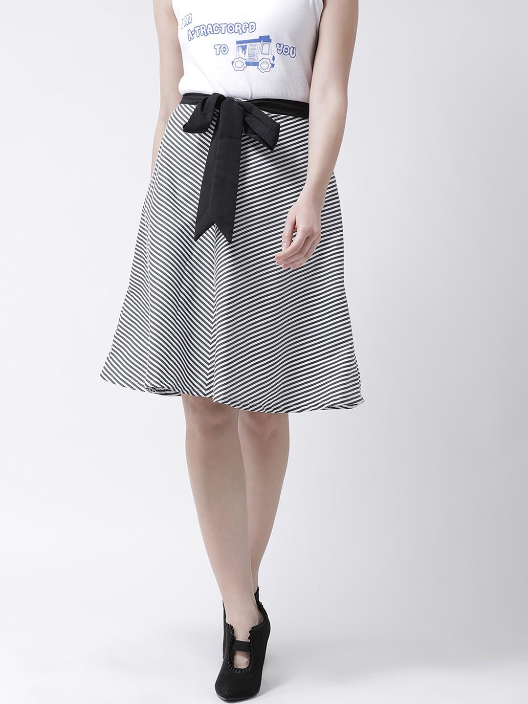 Buy Pinwheel Women Black & White Striped A Line Skirt - Skirts for ...