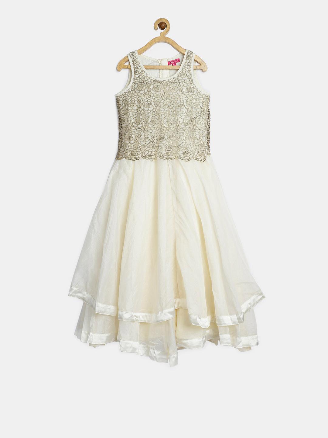 Buy Biba Girls Cream Coloured Solid Fit And Flare Dress - Dresses for ...