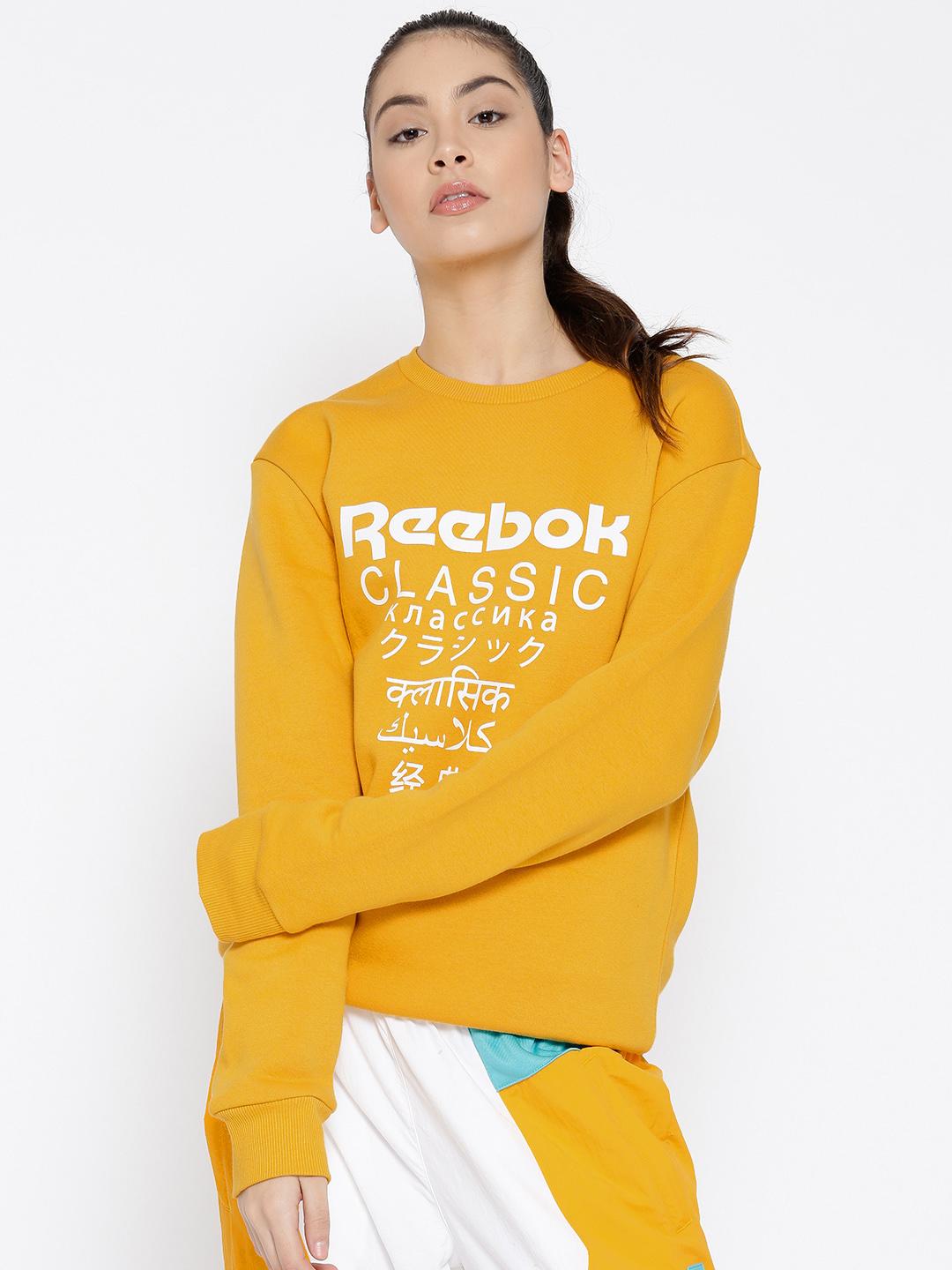 Buy Reebok Classic Unisex Mustard Yellow Fleece Crew Sweatshirt ...