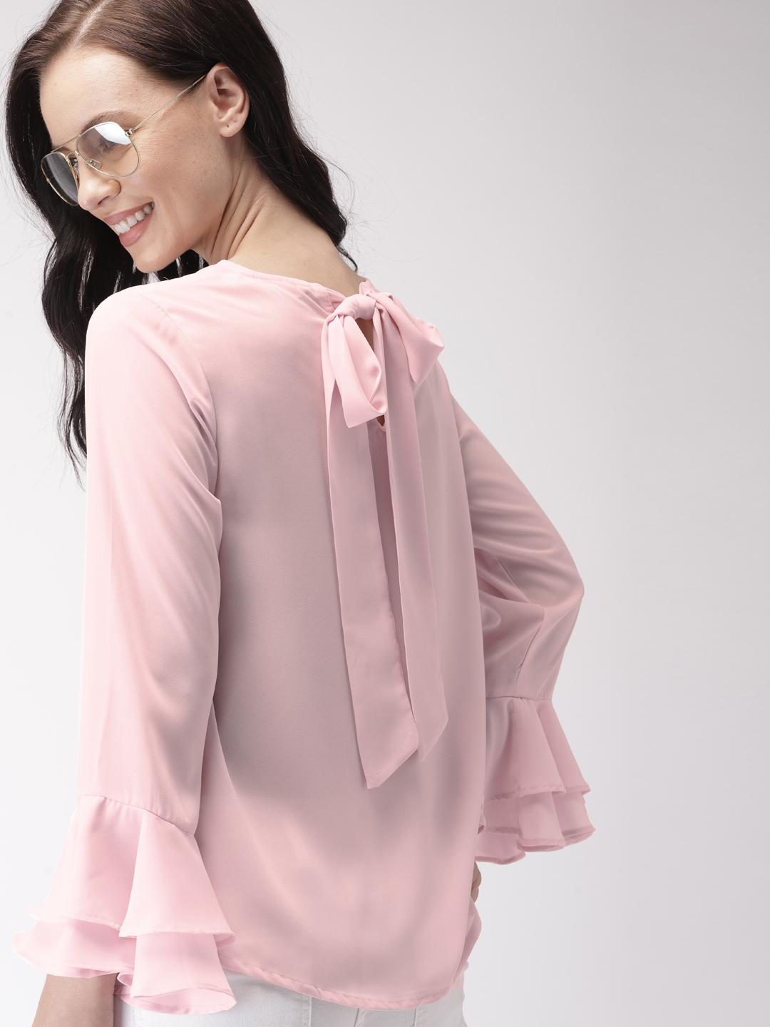 Buy Mast & Harbour Women Pink Solid Styled Back Top - Tops for Women ...