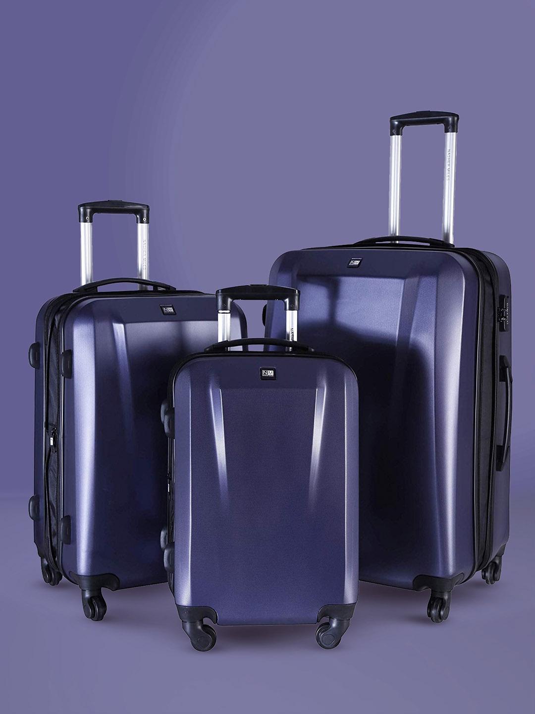 Buy Nasher Miles Unisex Set Of 3 Purple Trolley Bags - Trolley Bag for ...