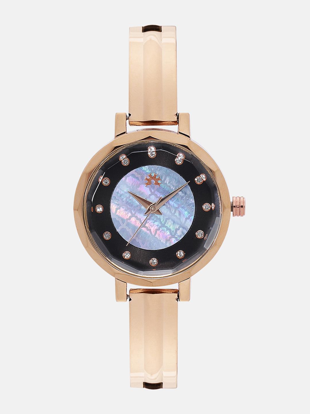 Buy Anouk Women Blue & Black Iridescent Effect Analogue Watch DES WAT ...