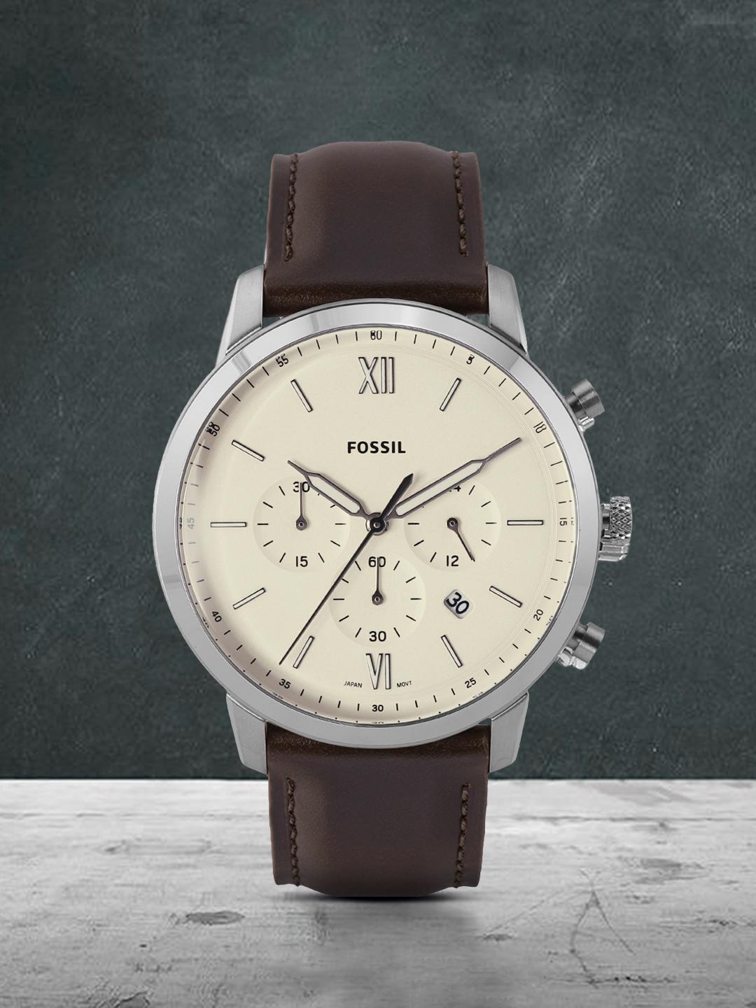 Buy Fossil Men Cream Coloured Chronograph Watch FS5380 - Watches for ...